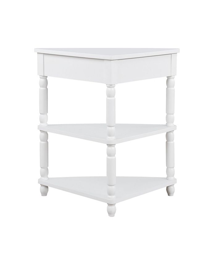 Simplie Fun Space-Saving Triangular Corner Table with Solid Wood Legs ...
