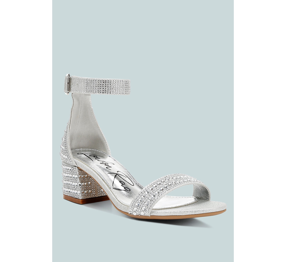 Click here for Twerky Rhinestones Embellished Block Sandals - Sil... prices