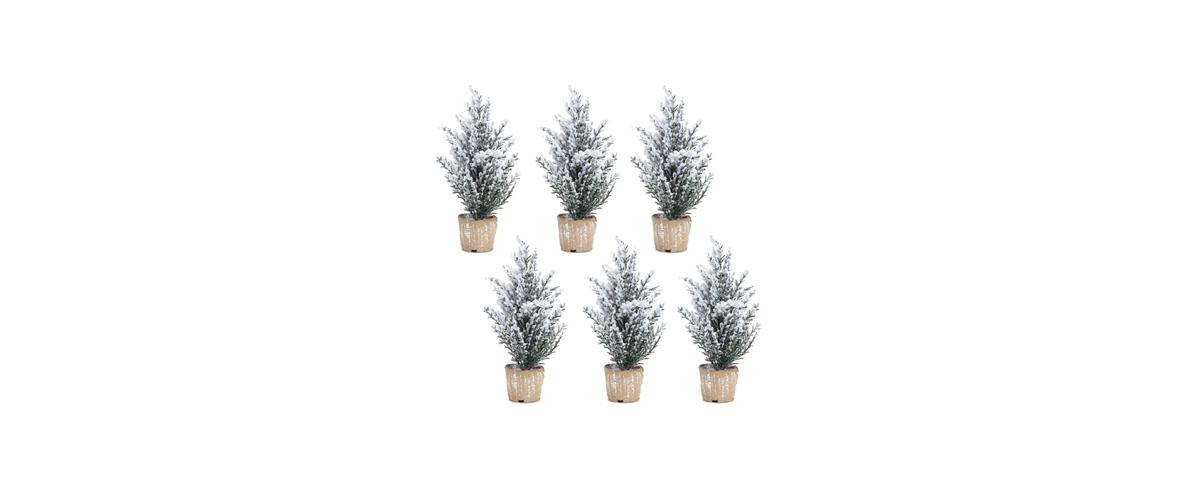 Click here for Premium Potted Snowy Pine Tree Set (Set of 6) - Au... prices