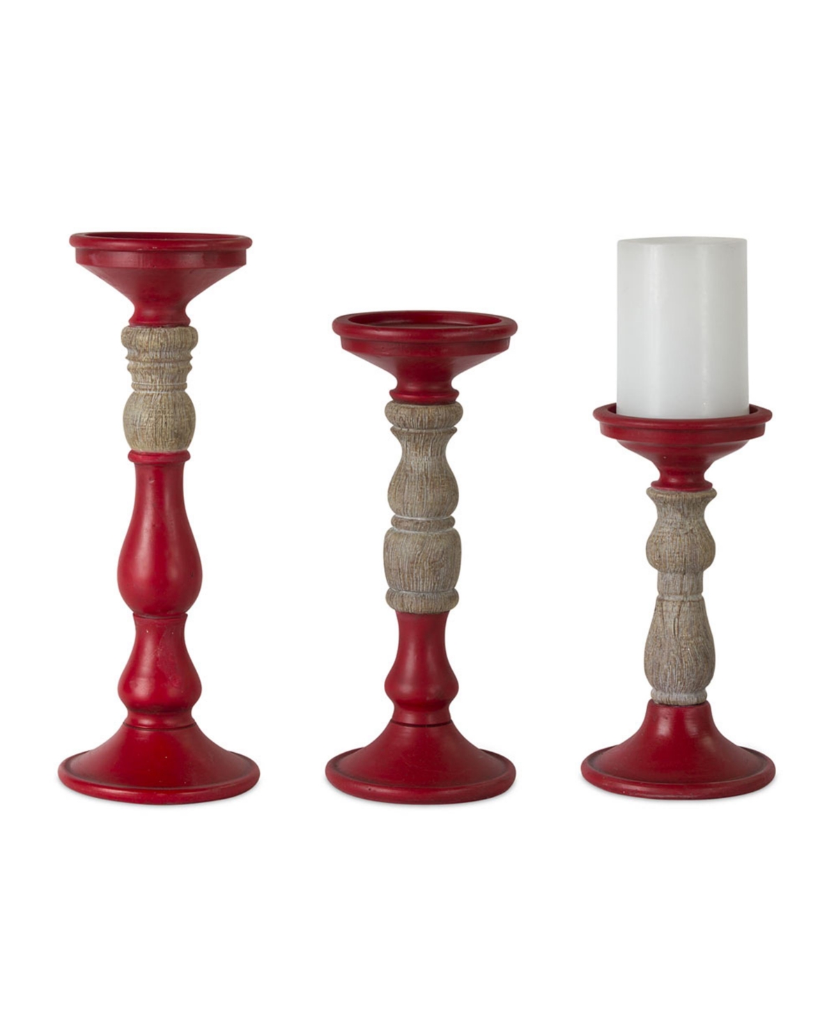 Click here for Slickblue Red Candle Holder With Wood Accent (Set... prices