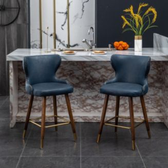 Streamdale Mid-Century Modern Suede-Like Counter Height Stools (Set of ...