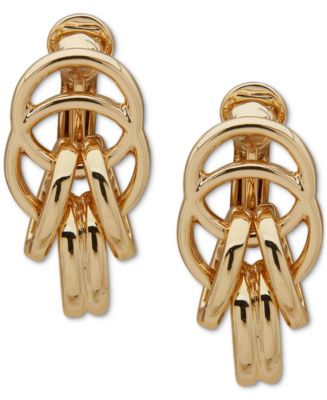 Anne Klein Gold-Tone Shaky Ring Clip-On Drop Earrings - Macy's