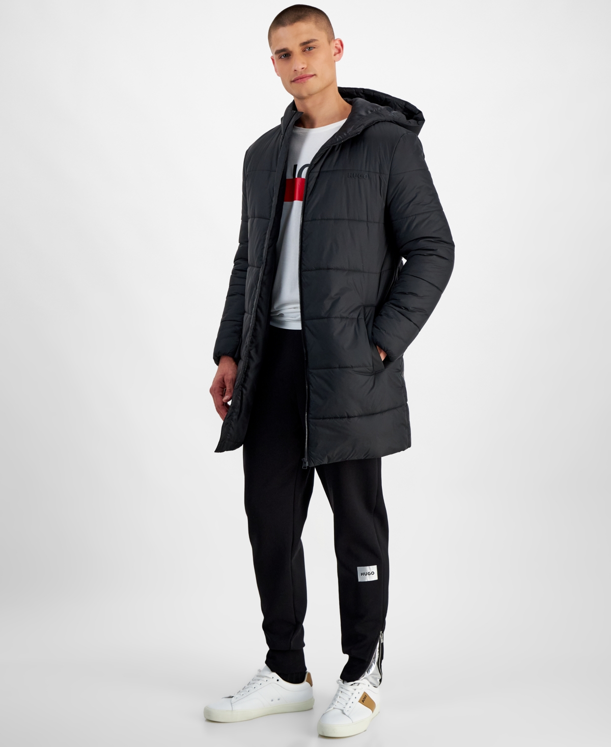 Click here for Hugo Boss Mens Slim-Fit Lightweight Hooded Water-R... prices
