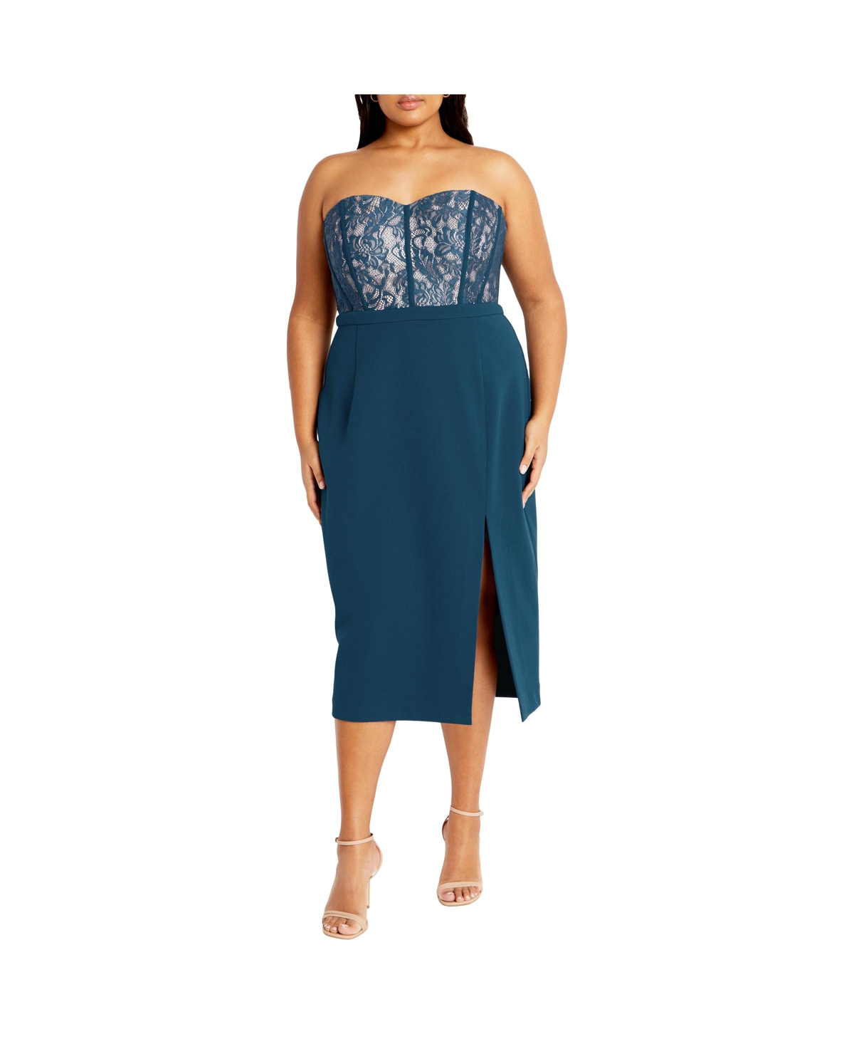 Click here for City Chic Plus Size Perfect Date Dress - Emerald prices