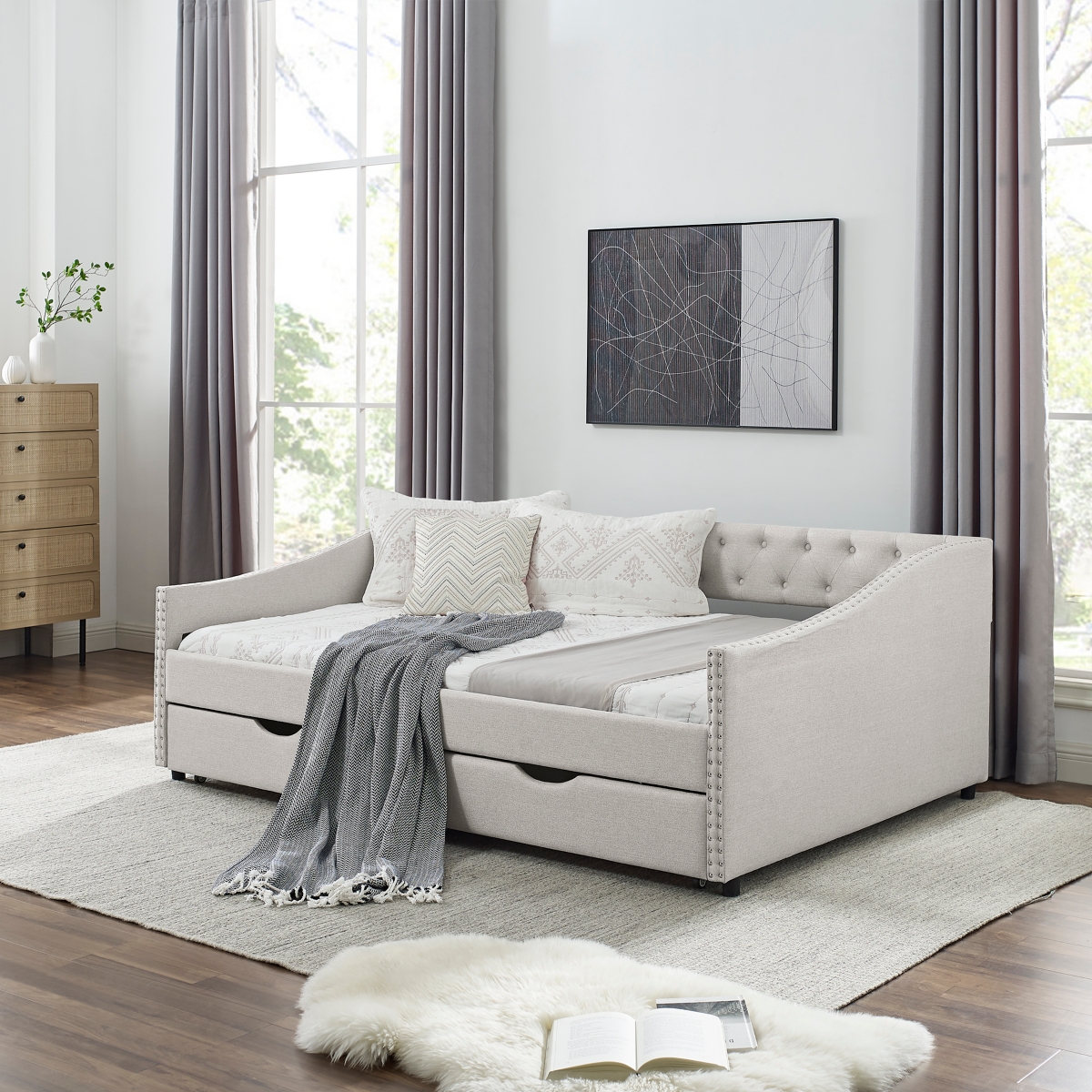 Click here for Streamdale Upholstered Daybed with Drawers  Button... prices