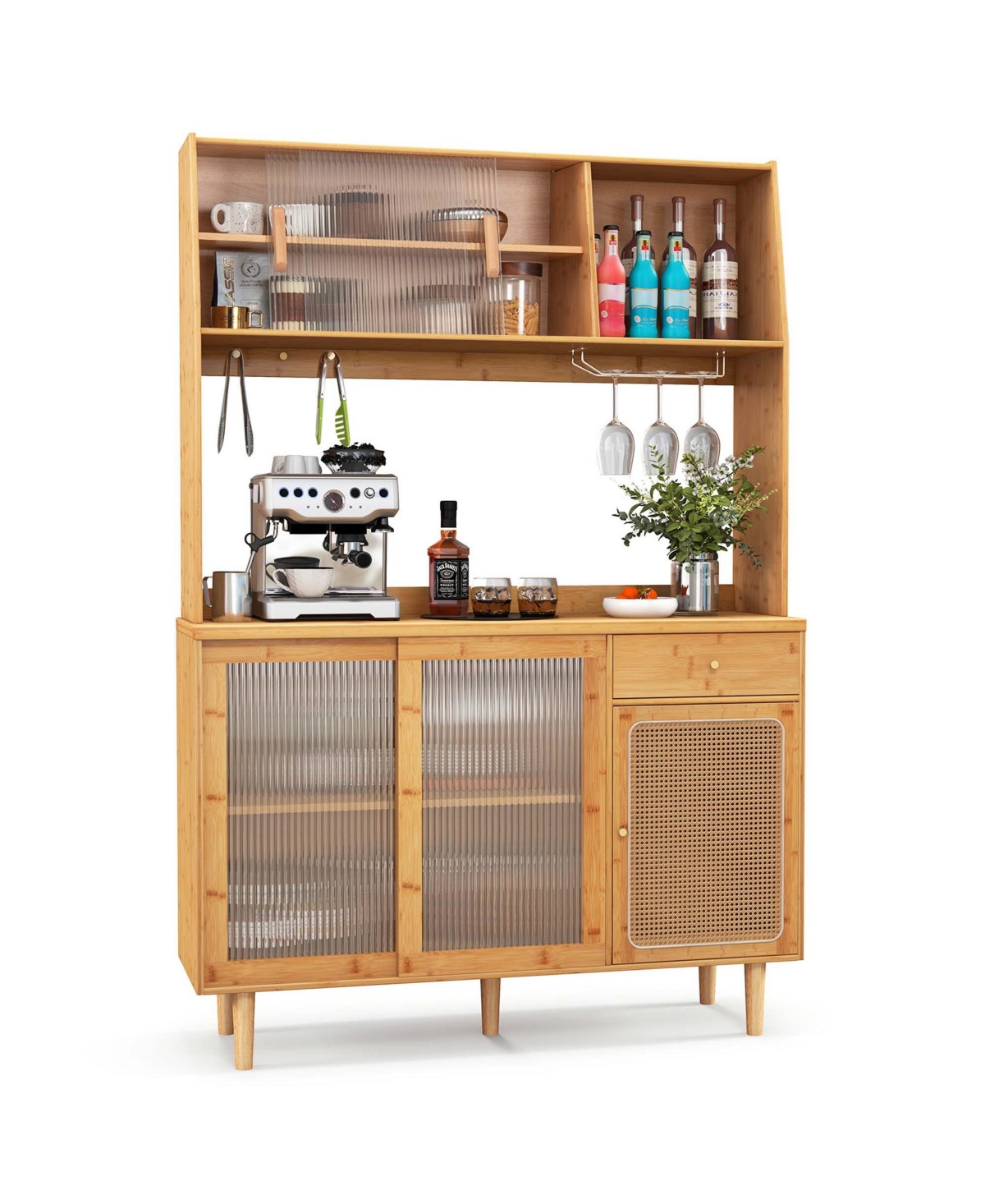 Click here for Bamboo Buffet Cabinet Wine Bar Pantry Cupboard Sid... prices