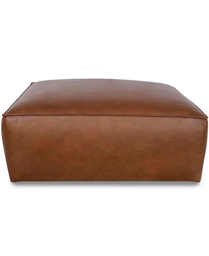 RUTHERFORD HOME Amalfy 39" Leather Big Ottoman - Macy's