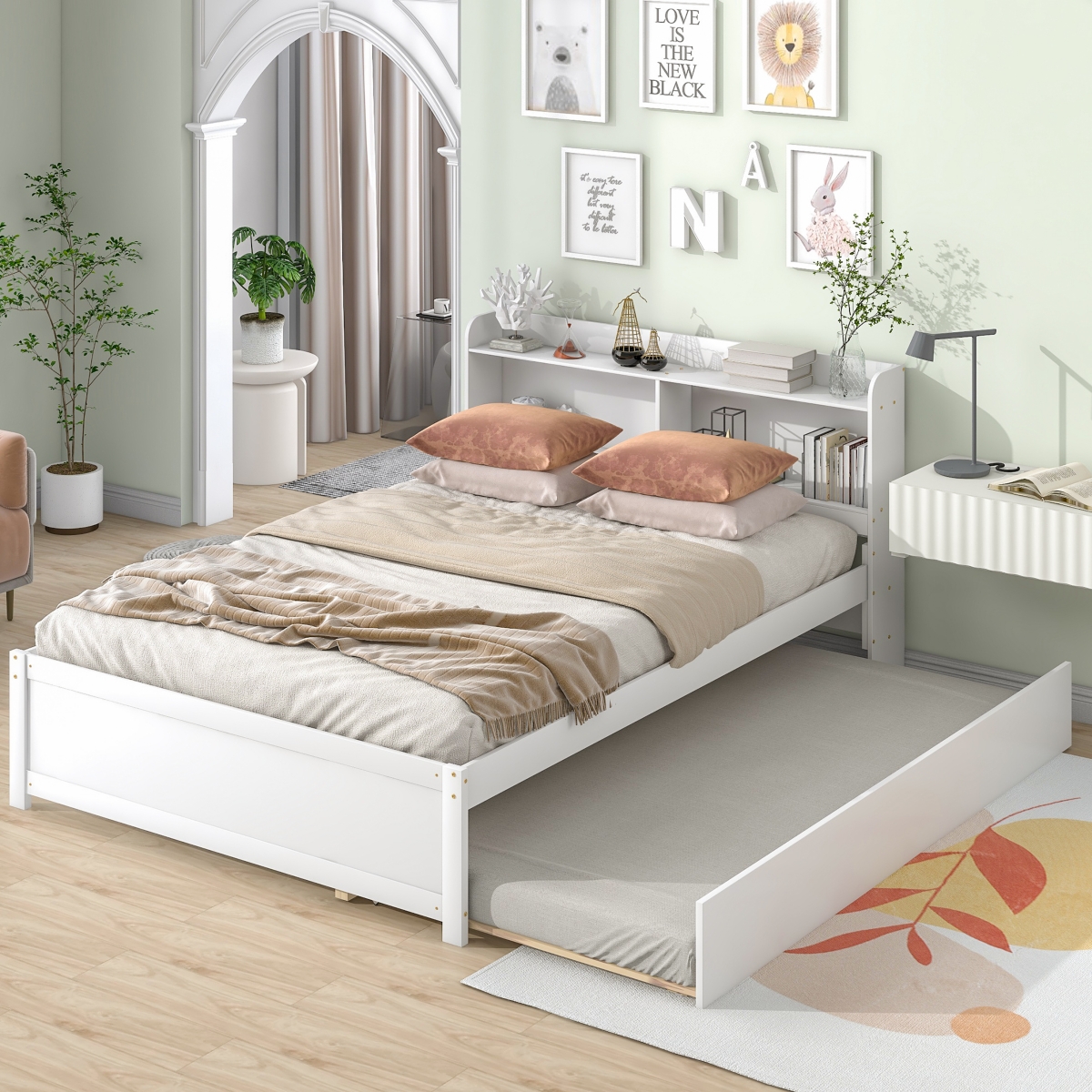 Click here for Streamdale Full Bed With Trundle  Bookcase - White prices