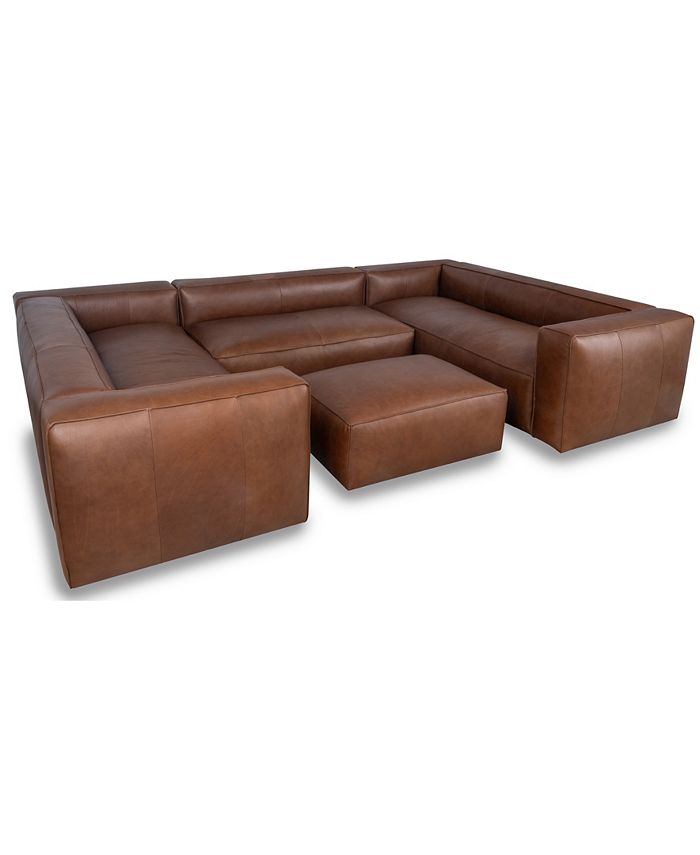 RUTHERFORD HOME Amalfy 139" Leather 3-piece sectional - Macy's