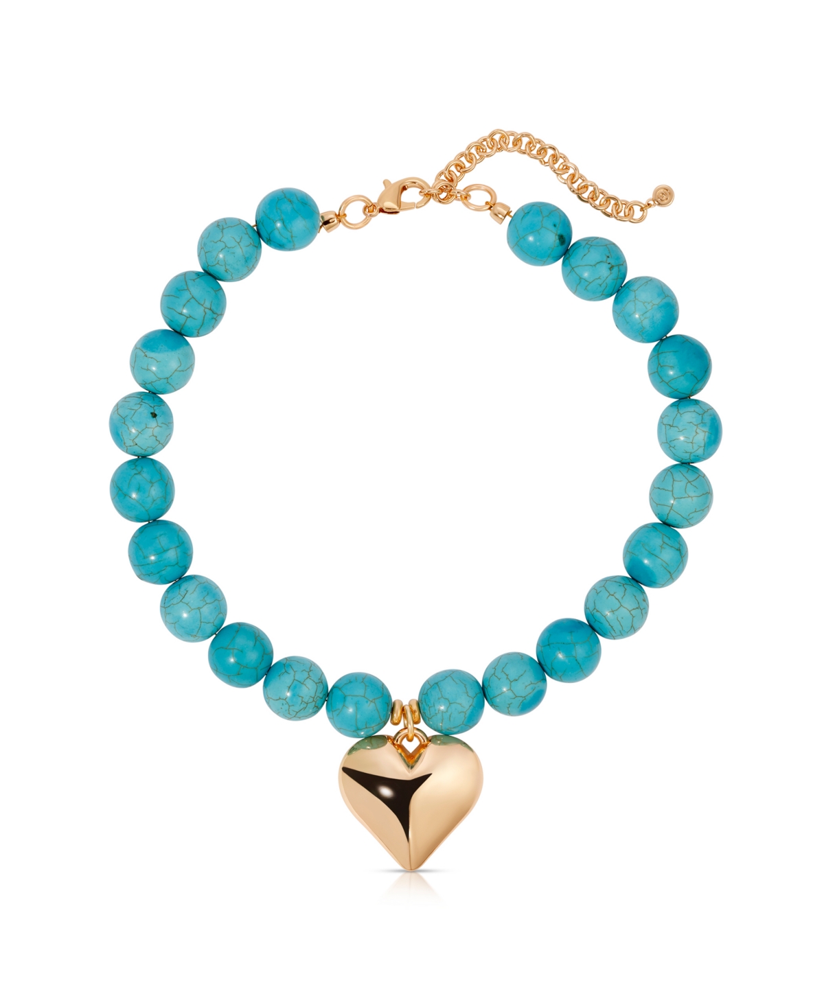 Click here for Ettika Chunky Beaded Turquoise Gold Heart Necklace... prices