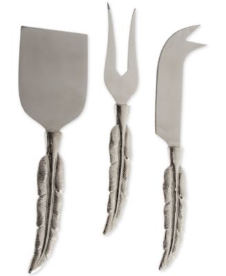 Thirstystone Stainless Steel & Brass Feather 3 Piece Cheese Set - Macy's