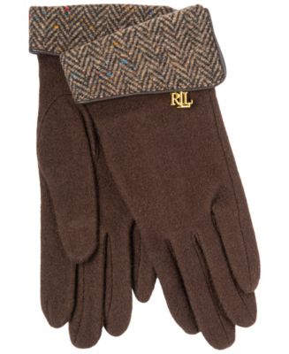 Lauren Ralph Lauren Pattern Cuff Gloves with Logo Charm - Macy's