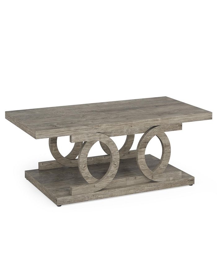 Tribesigns Farmhouse Coffee Table, 47 Inches Rustic Wood Coffee Table ...