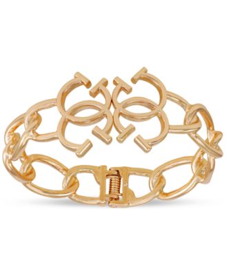 GUESS Gold-Tone G Logo & Link Bangle Bracelet - Macy's