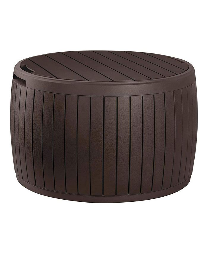 Keter Circa 37gal Round Patio Box Stylish Storage Table and Seating ...
