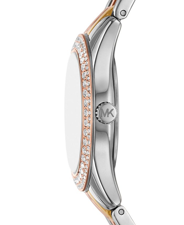 Michael Kors Women's Harlowe Three-Hand Tri-Tone Stainless Steel Watch ...