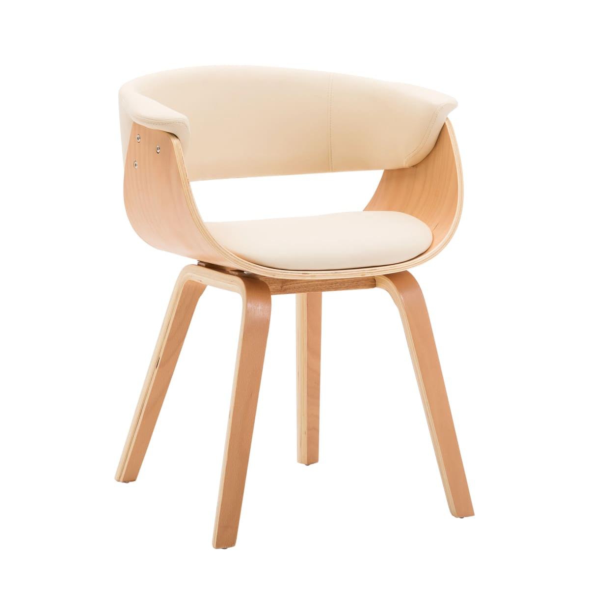 Click here for Dining Chair Cream Bent Wood and Faux Leather - Cr... prices