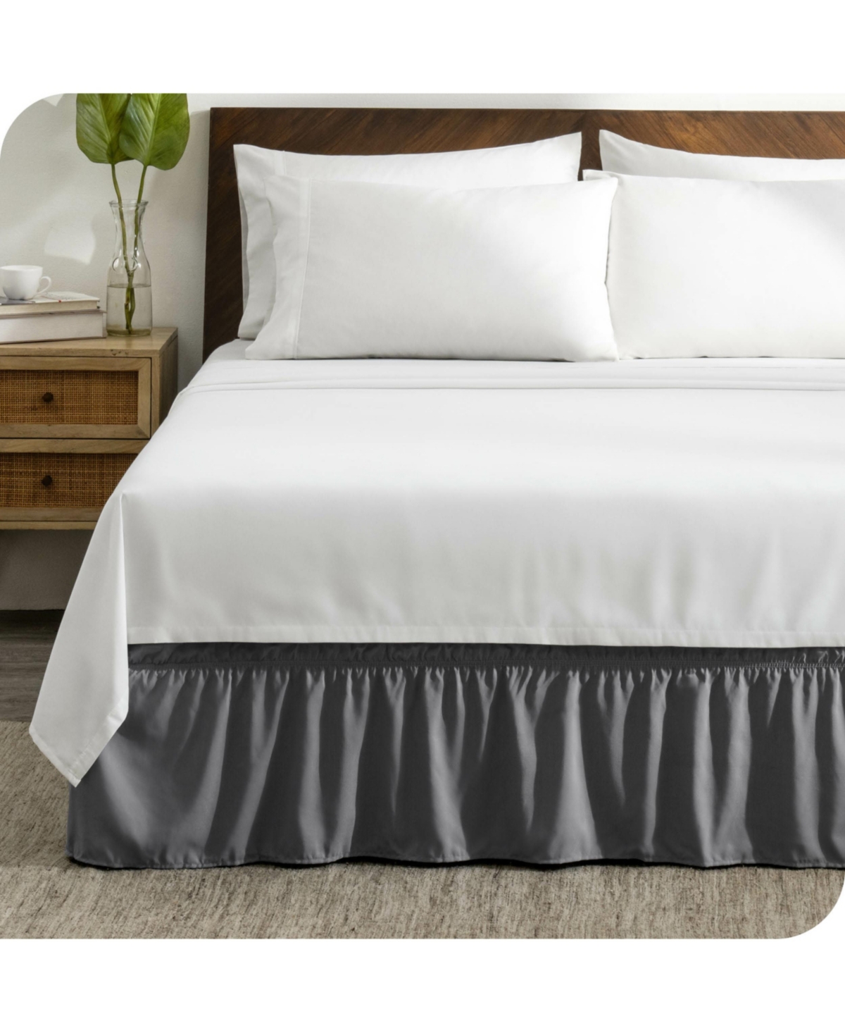 Click here for Bare Home Adjustable Wrap Around Ruffled Bed Skirt... prices