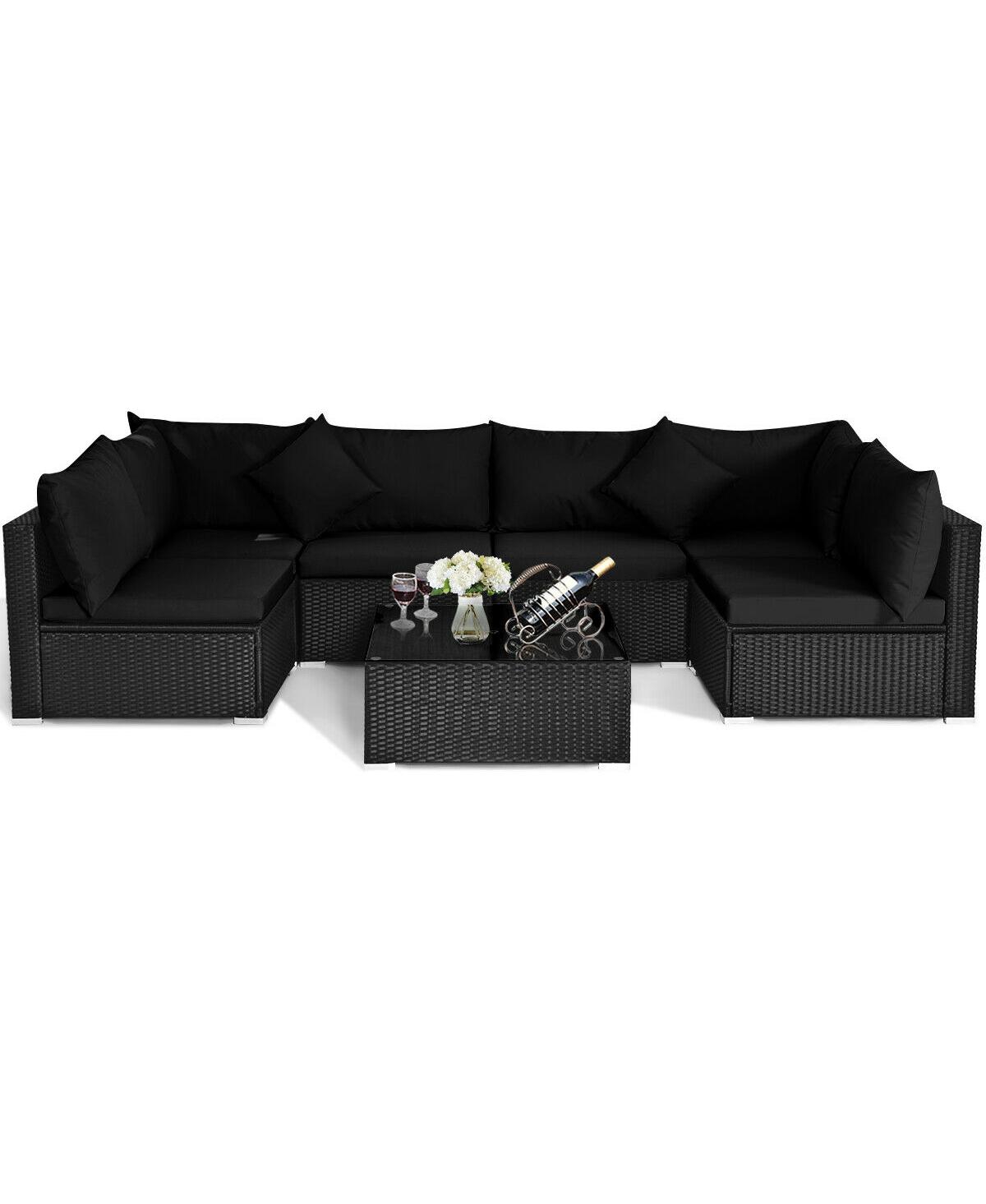 Click here for Sugift 7 Pieces Sectional Wicker Furniture Sofa Se... prices