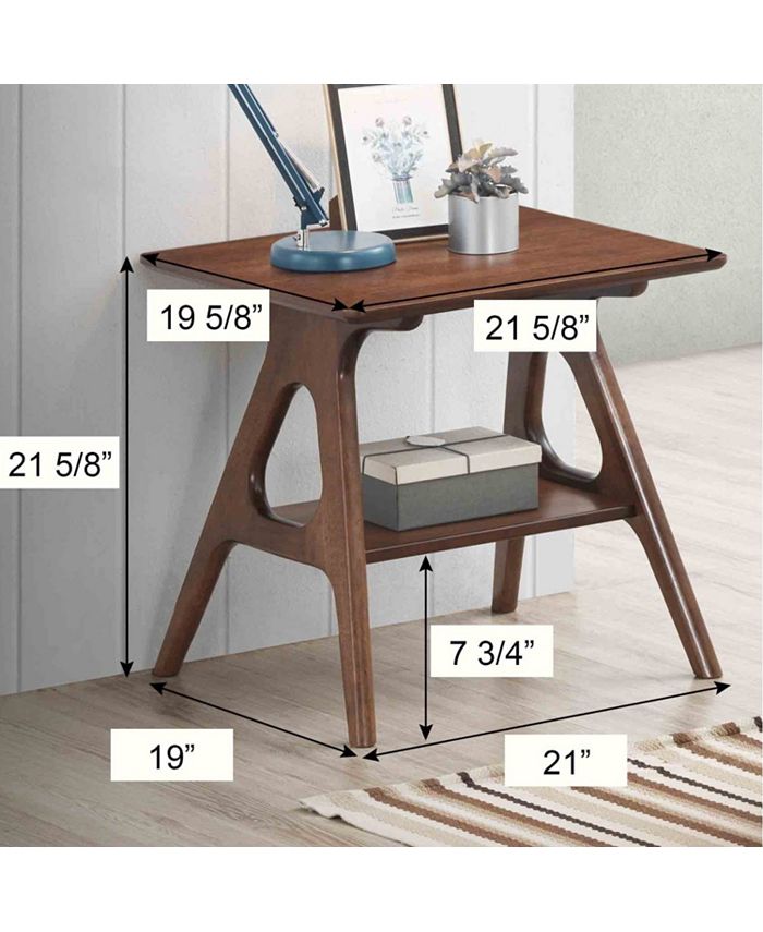Simplie Fun Mid-Century Modern Wood End Table with Shelf - Macy's