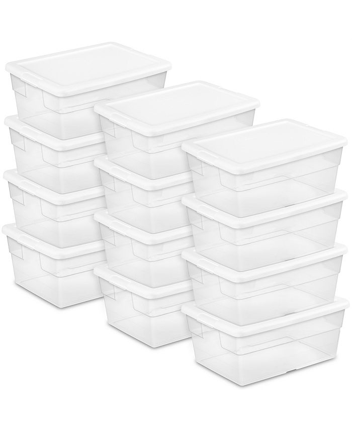 Sterilite 16 Quart Stacking Storage Box Container Tub with Lid, Clear ...
