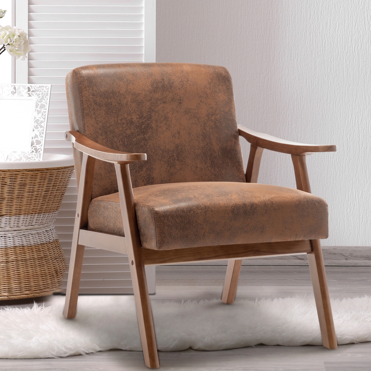 Click here for Streamdale Mid-Century Velvet & Wood Accent Chair... prices