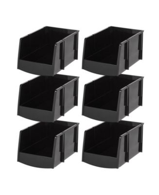 IRIS USA 6 Pack Jumbo Plastic Open Front Stackable Storage Bin, Black ...