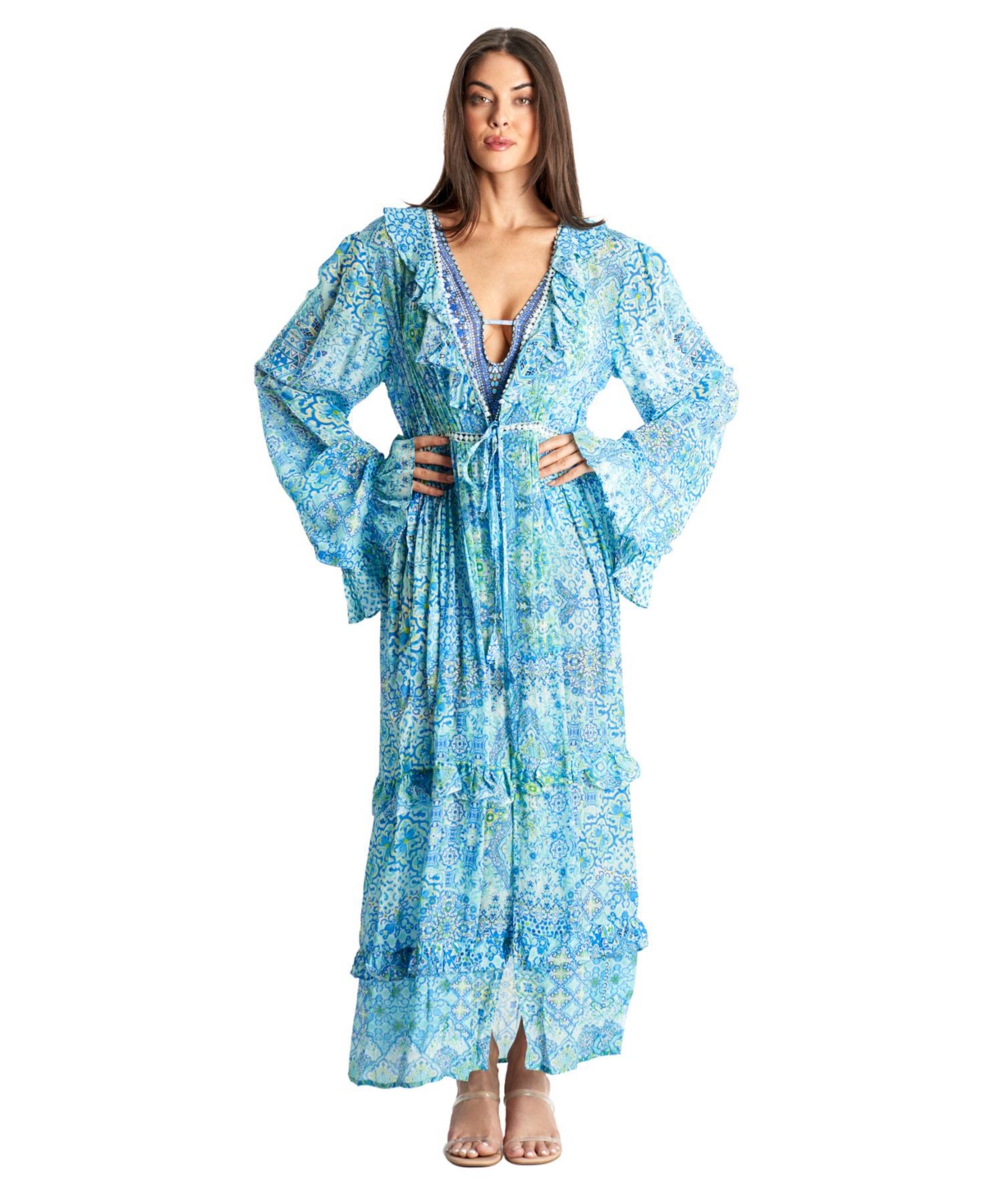 Click here for La Moda Clothing Womens Maxi Tiered Overshirt Dres... prices