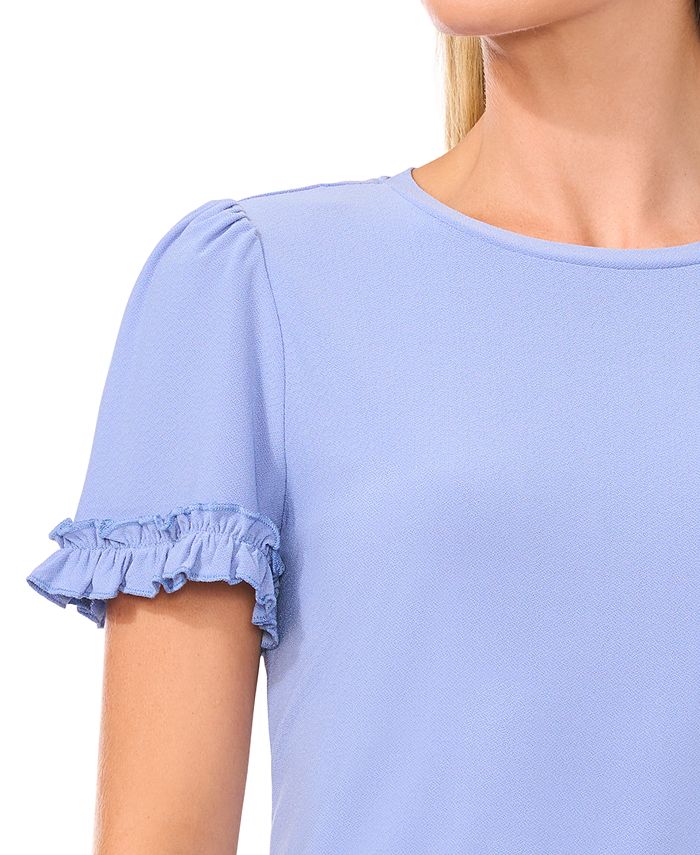 CeCe Women's Short-Sleeve Ruffle-Cuff Knit Top - Macy's