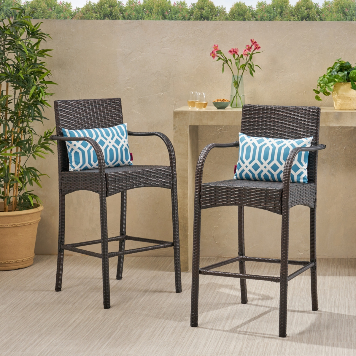 Click here for Streamdale Cascada Outdoor Wicker Barstools (Set O... prices