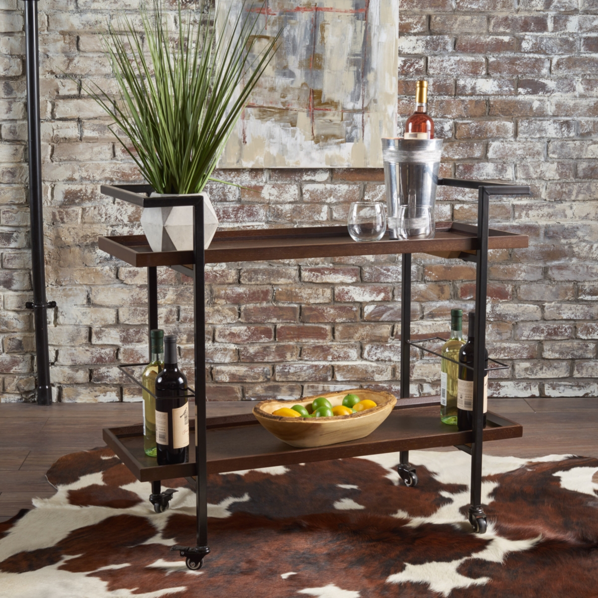 Click here for Simplie Fun Modern Industrial Bar Cart With Shelvi... prices
