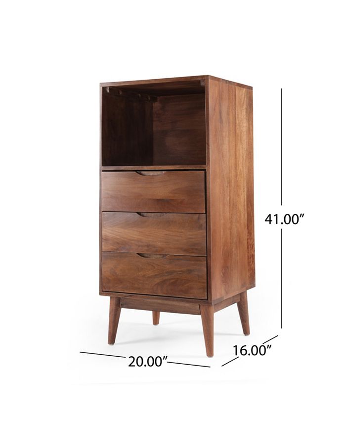 Simplie Fun Mid-Century Modern Mango Wood Chest With 3 Drawers And ...