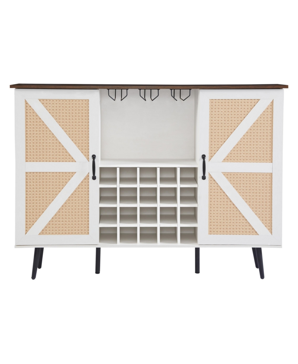Click here for Simplie Fun White Faux Rattan Wine Cabinet with Wi... prices