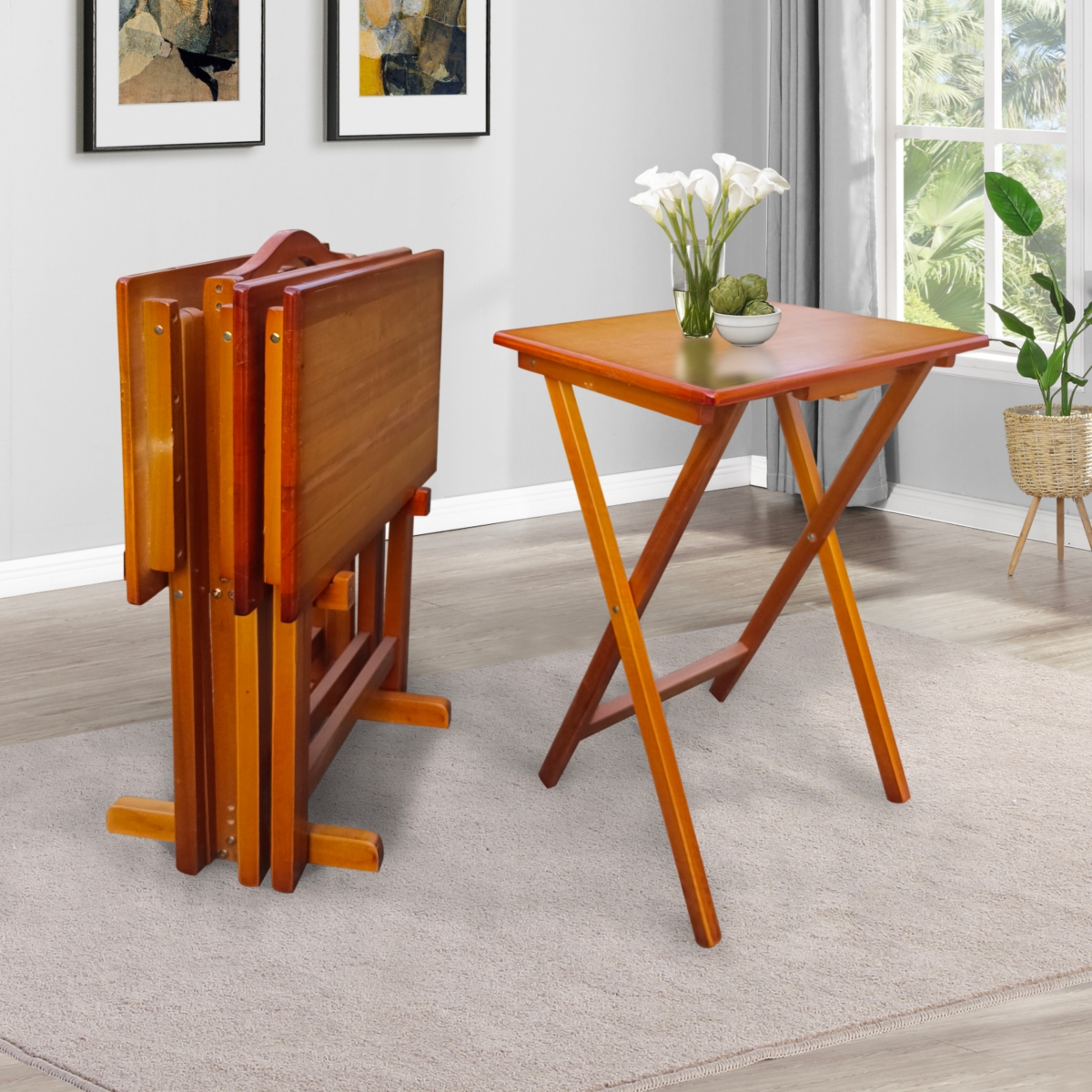 Click here for Streamdale Folding Snack Tables with Storage Rack... prices