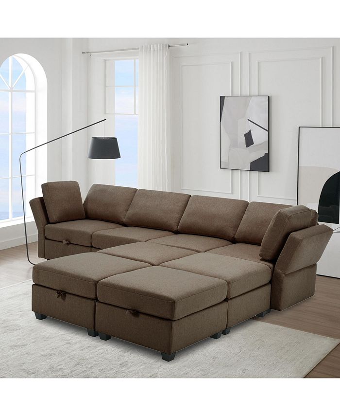 Simplie Fun Modular Sectional Sofa with Storage and Adjustable Backs ...