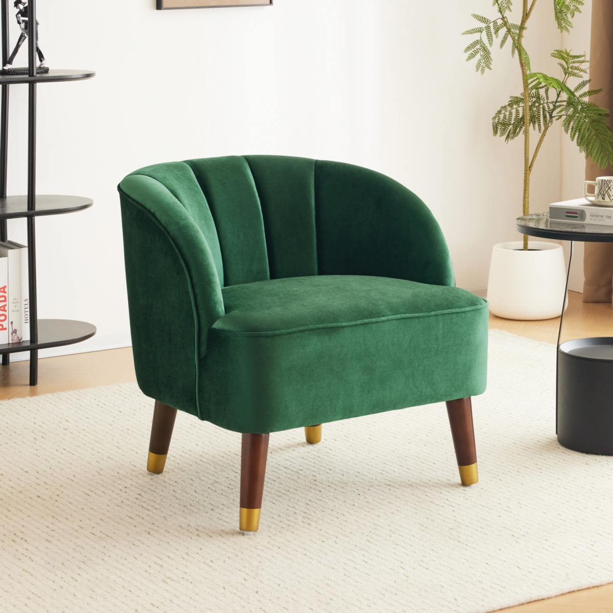 Click here for Streamdale Stylish Velvet Barrel Accent Chair with... prices