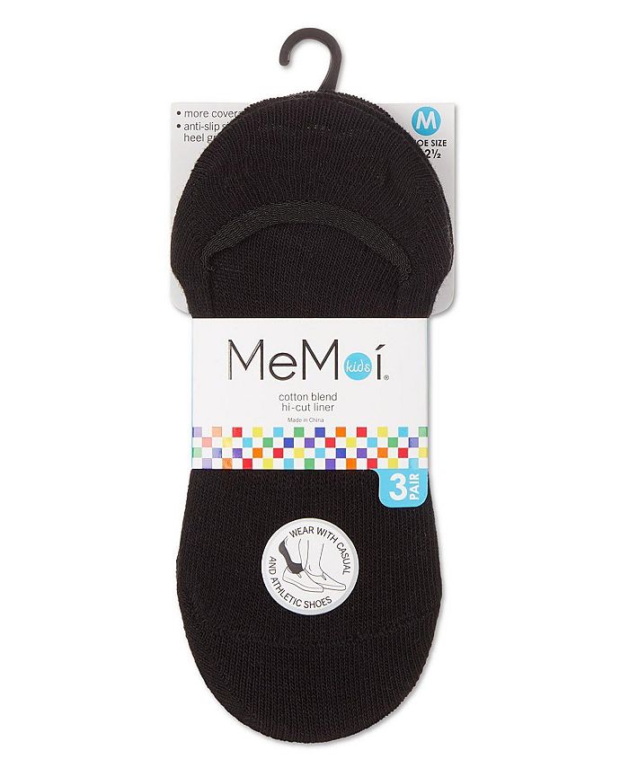 MeMoi Girls 3 Pair Pack Hi-Cut Liner Socks - Macy's