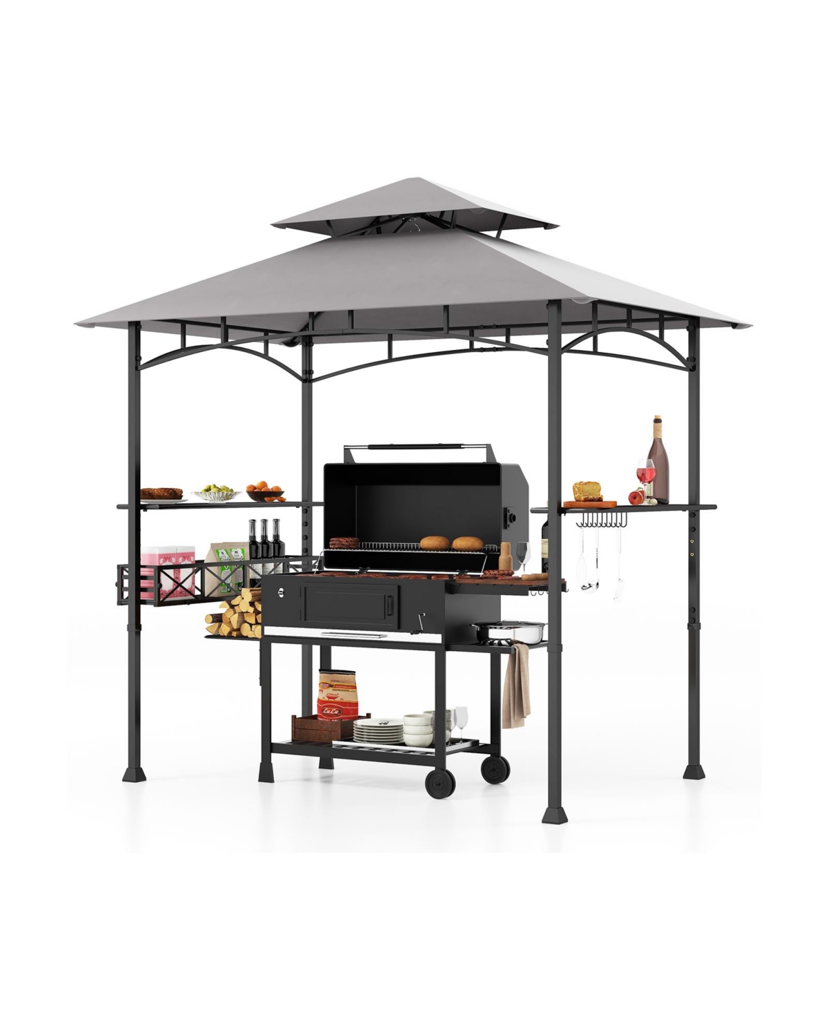 Click here for 8 x 5 Ft Outdoor Grill Gazebo with 2 Side Shelves... prices