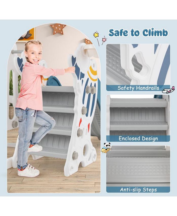 Slickblue 4-in-1 Kids Slide and Swing Set with Basketball Hoop - Macy's