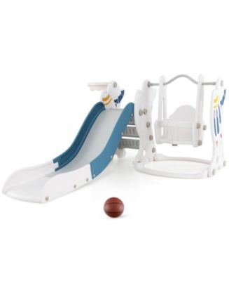 Slickblue 4-in-1 Kids Slide and Swing Set with Basketball Hoop - Macy's