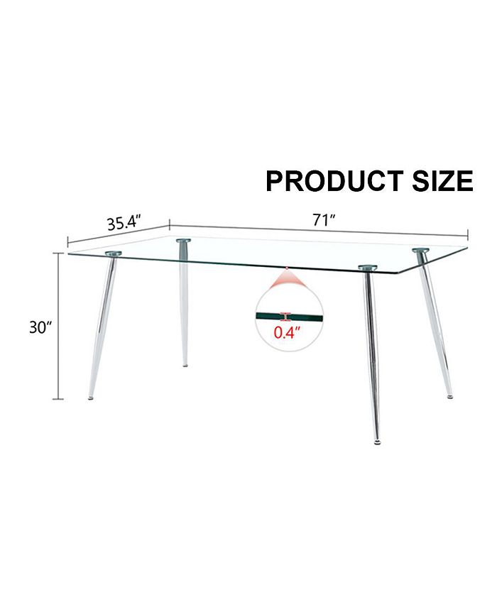 Simplie Fun Modern Glass Dining Table with Silver Legs - Macy's