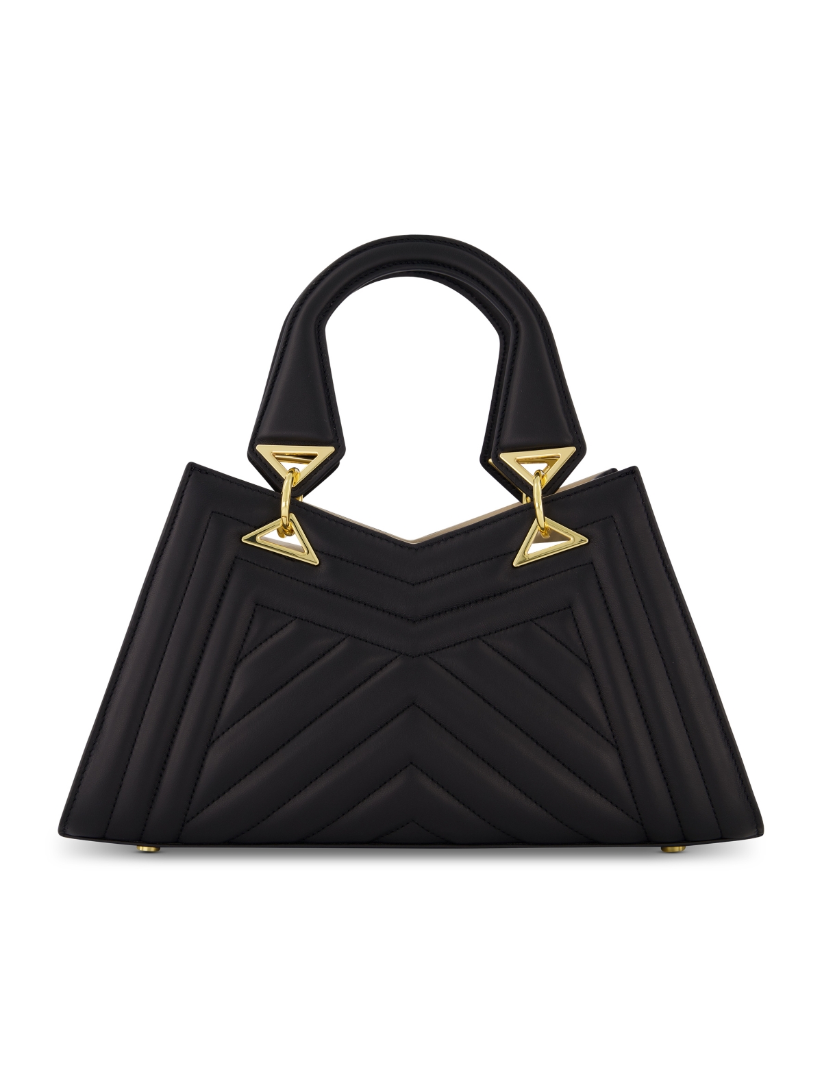 Click here for Quilted Napa Leather Angular Handbag - Black prices