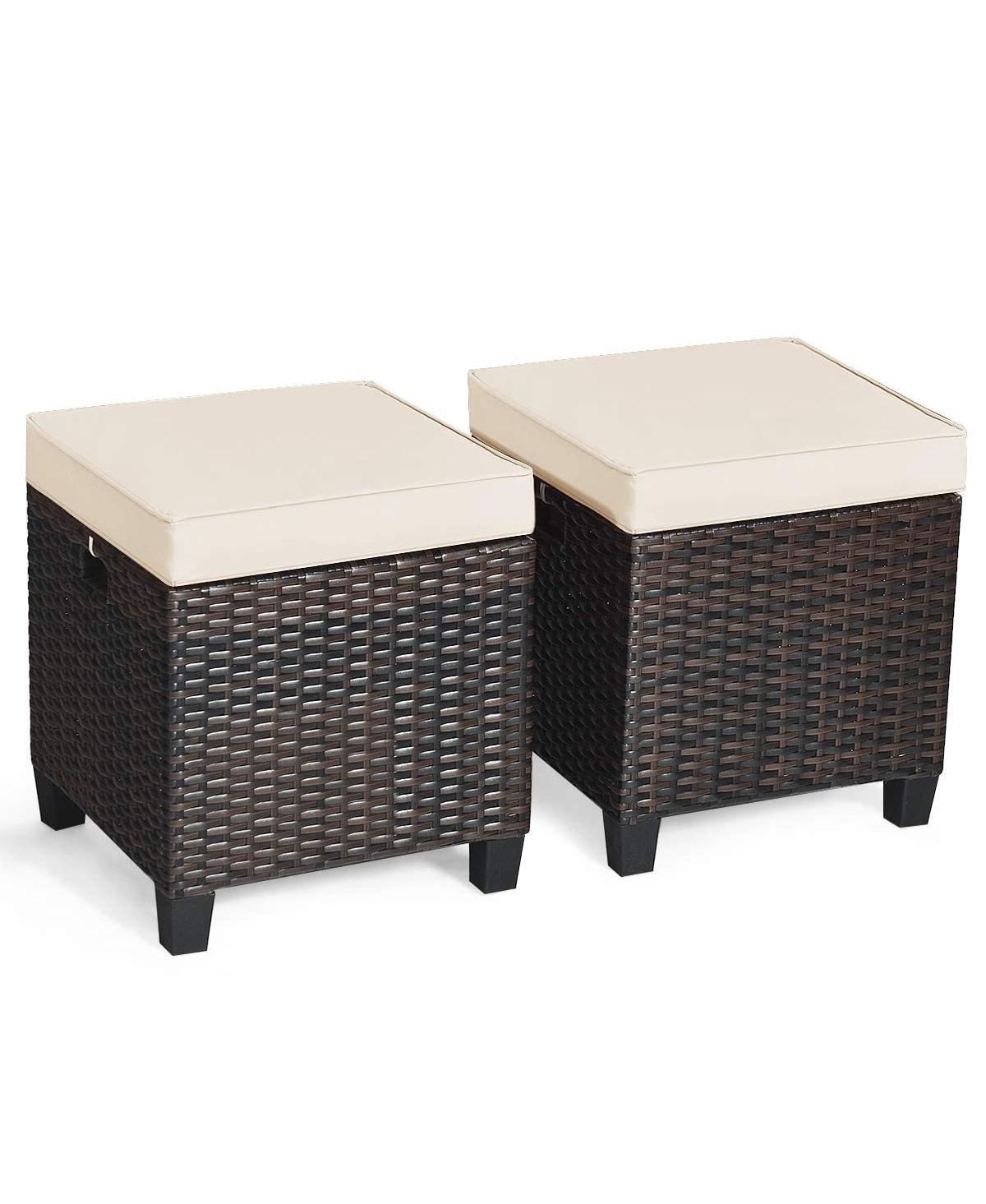 Click here for Skonyon 2 Pieces Patio Rattan Ottoman Set with Rem... prices