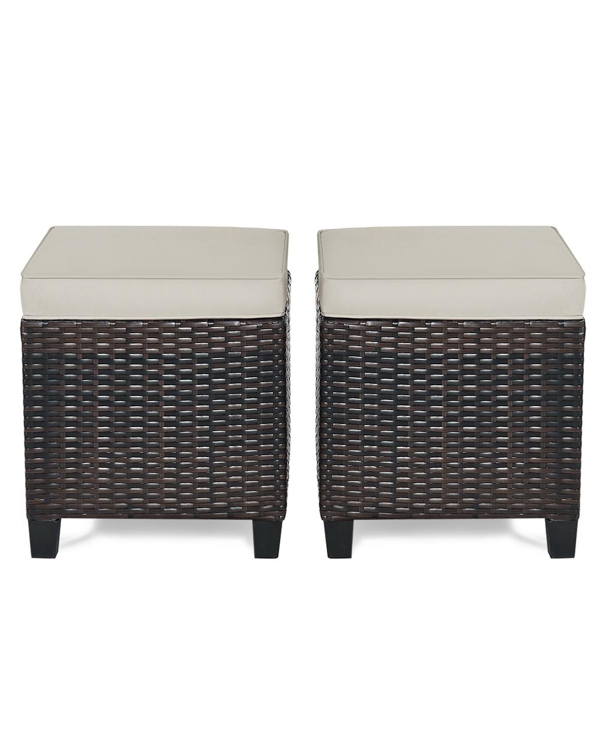 Click here for Skonyon 2 Pieces Patio Rattan Ottoman Set with Rem... prices
