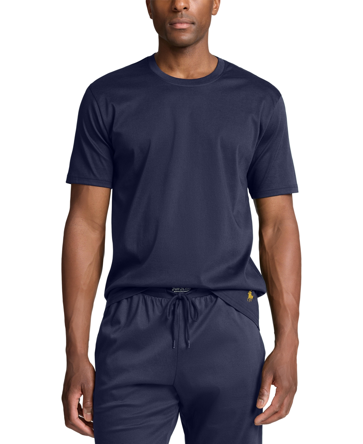 Polo Ralph Lauren Mens Mercerized Cotton Pajama T-Shirt - Cruise Navy/Gold Bugle Polo Player