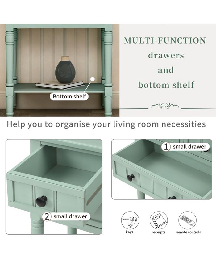 Simplie Fun Narrow Console Table, Slim Sofa Table With Three Storage ...