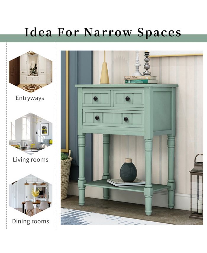 Simplie Fun Narrow Console Table, Slim Sofa Table With Three Storage ...