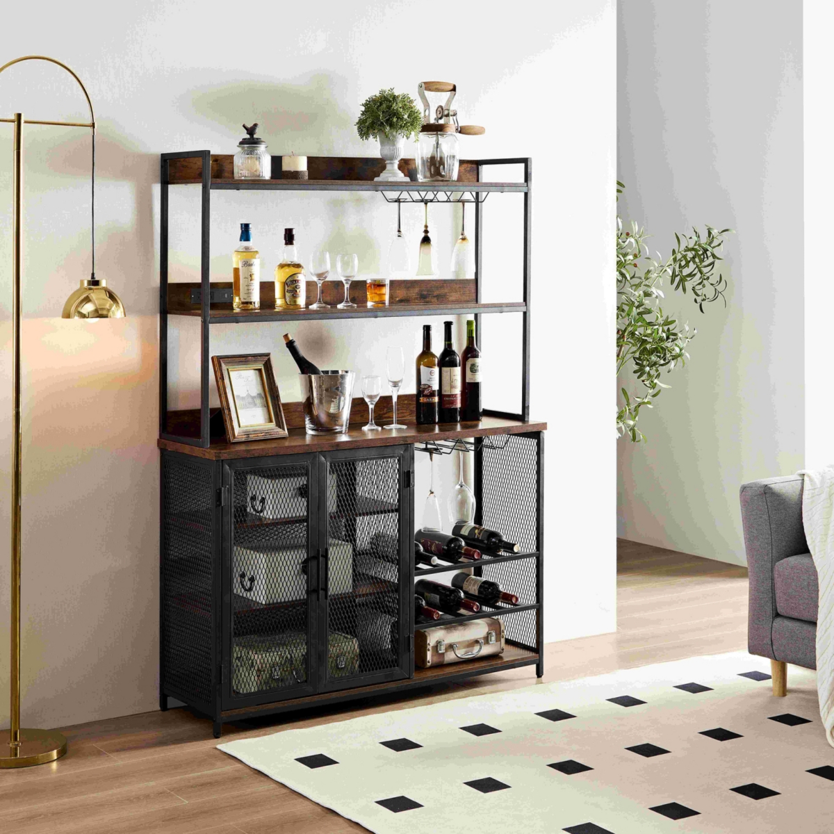 Click here for Streamdale Industrial Coffee Bar Cabinet with Led... prices