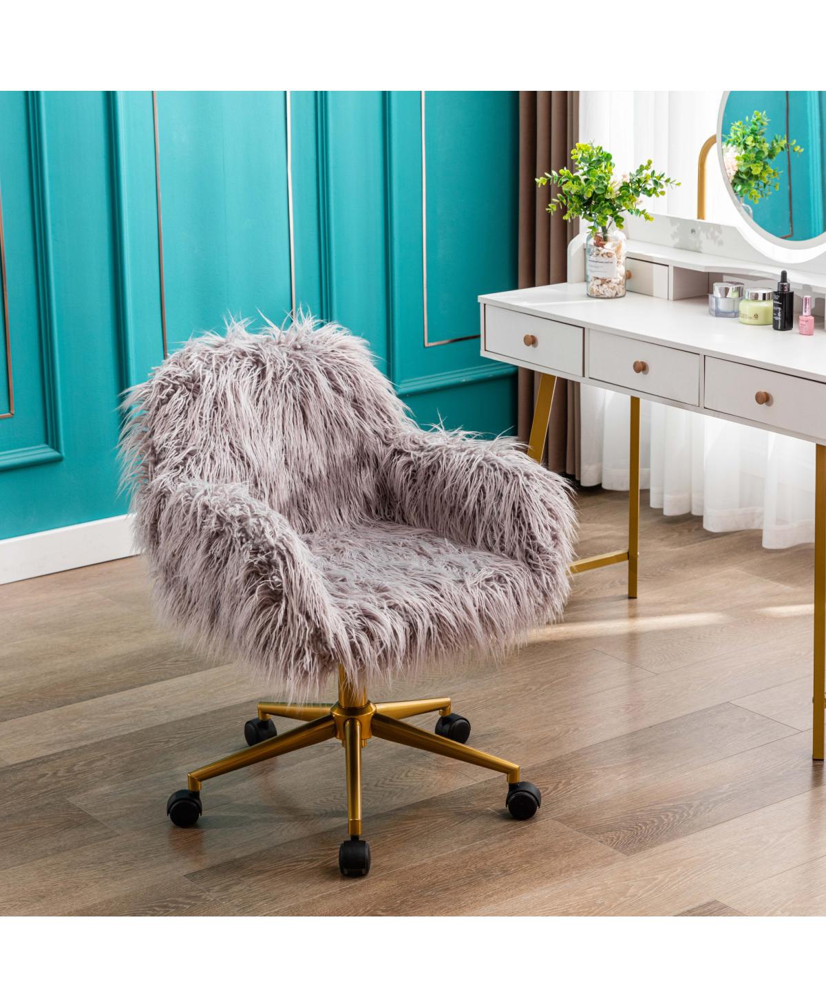 Click here for Simplie Fun Faux Fur Chair with Gold Plated Base -... prices