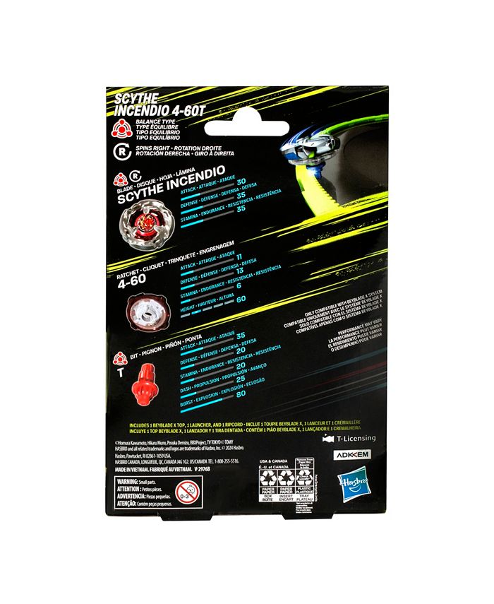 Beyblade X Scythe Incendio 4-60T Starter Pack Set - Macy's